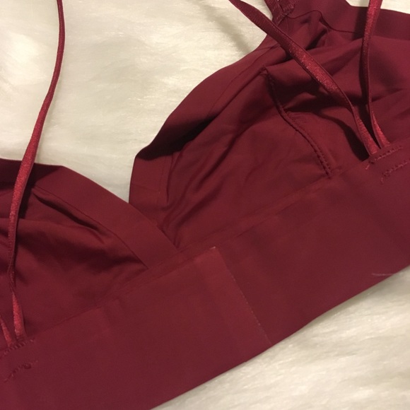 Intimates & Sleepwear | Burgundy Red Triangle Caged Cutout Bralette Bra ...